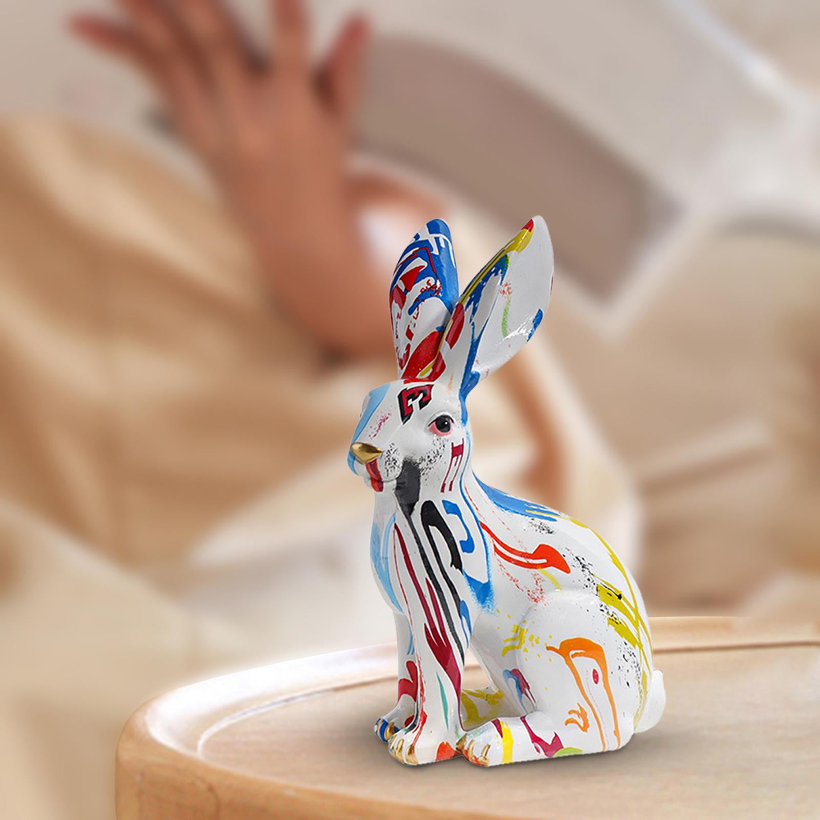 Rabbit Statue Resin Bunny Figurine Modern Art Colorful Scupture Easter ...