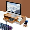 Rustic Brown Desk Monitor Stand Riser with Organizer Drawer for Office ...