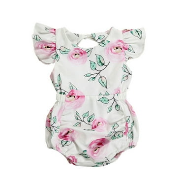 stylesilove Infant Baby Girl Ruffled Cap Sleeve Sunsuit Romper with ...