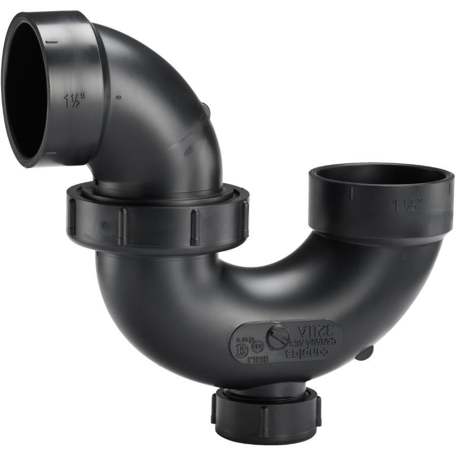 1-1/2" Hub x Hub ABS Adjustable P-Trap with Cleanout and Union ...