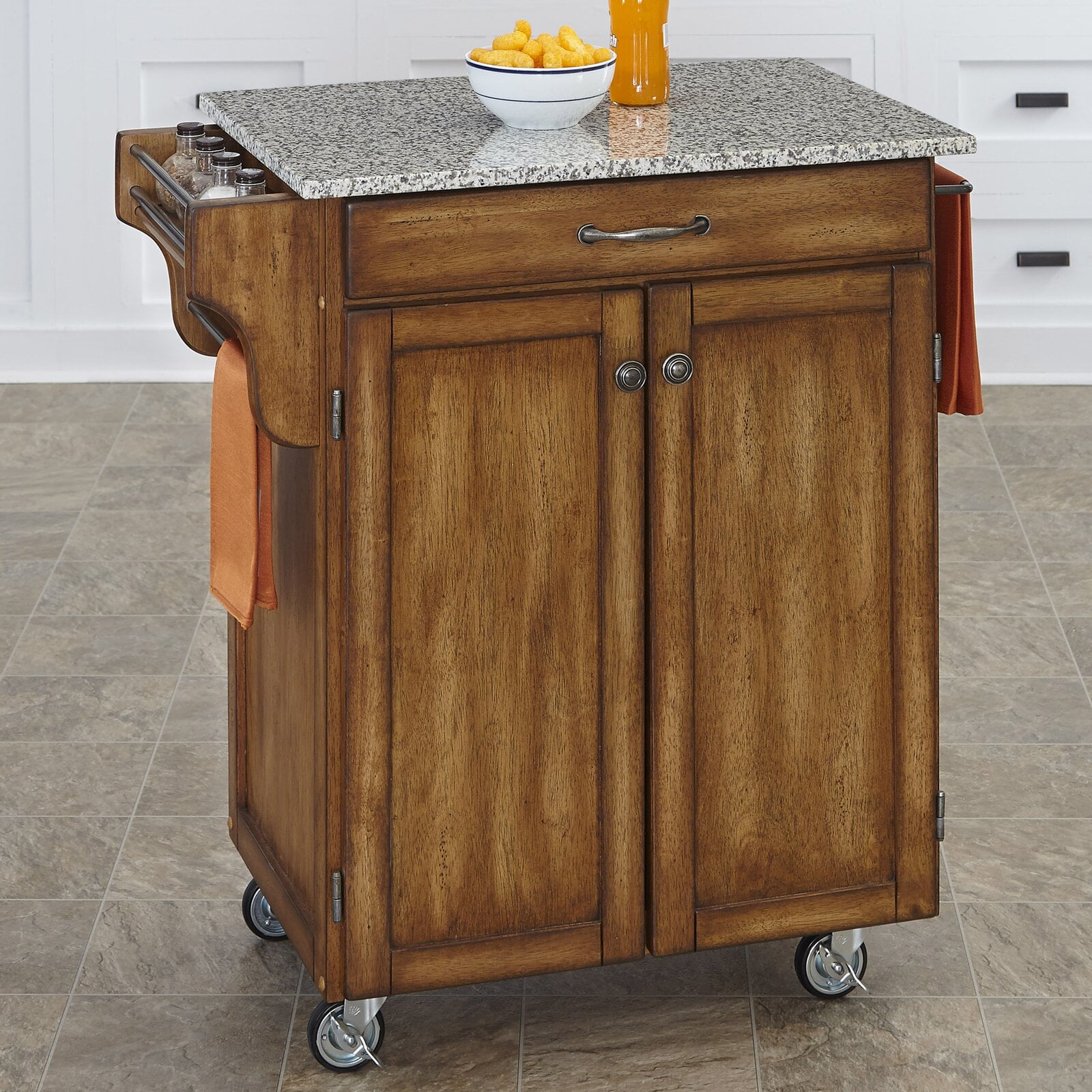 Savory 32.5'' Solid Wood Kitchen Cart With Granite Top And Locking ...