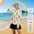 Cartoon Highland Cattle Women UPF 50+ UV Shirts Long Sleeve with Thumb ...