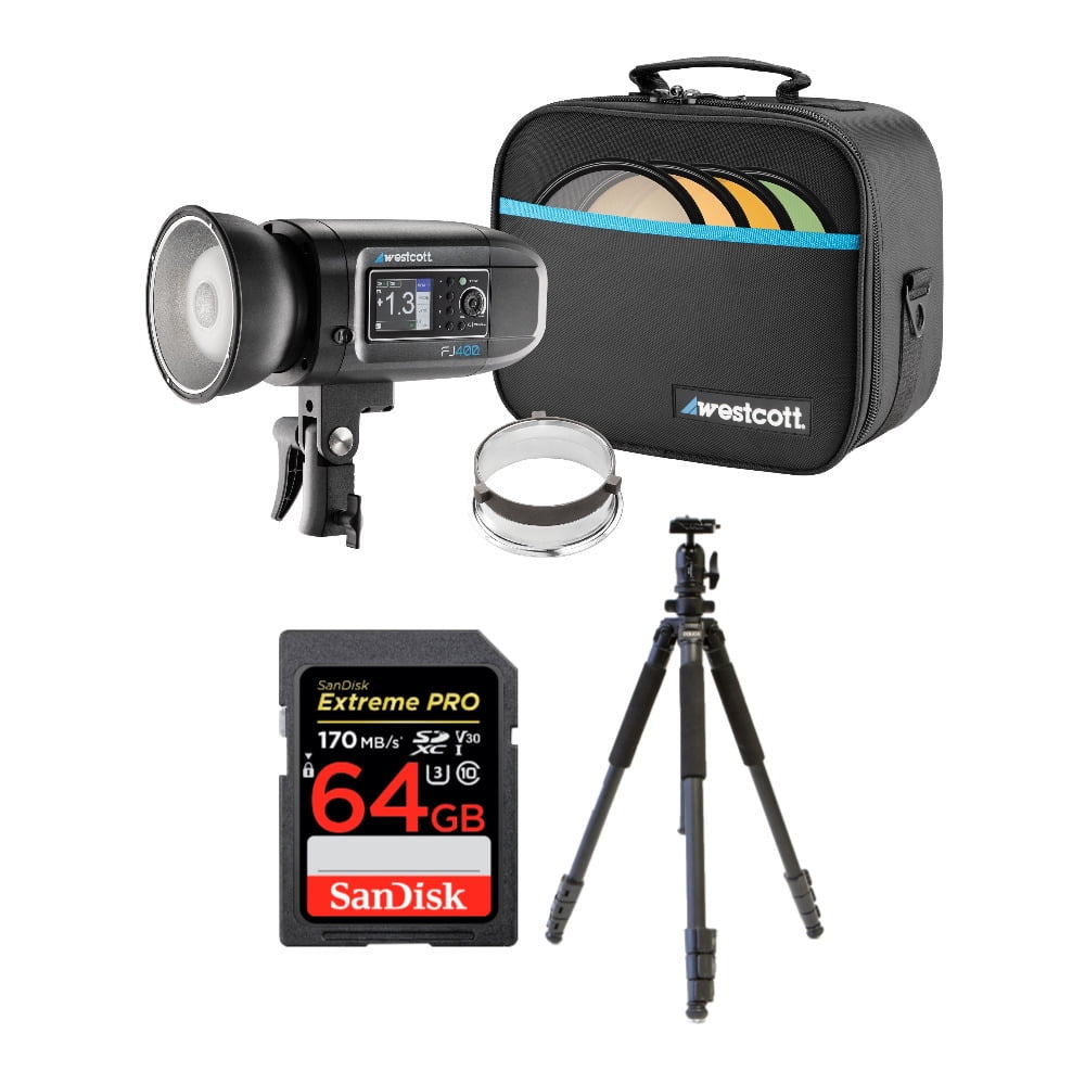 Westcott FJ400 400Ws Strobe with AC/DC Battery Bundle with Tripod and ...
