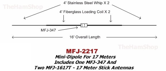 MFJ-2217 Ham Radio MINI-DIPOLE, 17M - Walmart.com