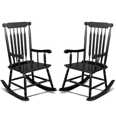 ZENSTYLE Rocking Chair High Back Wooden Rocker Chair for Porch Lawn ...