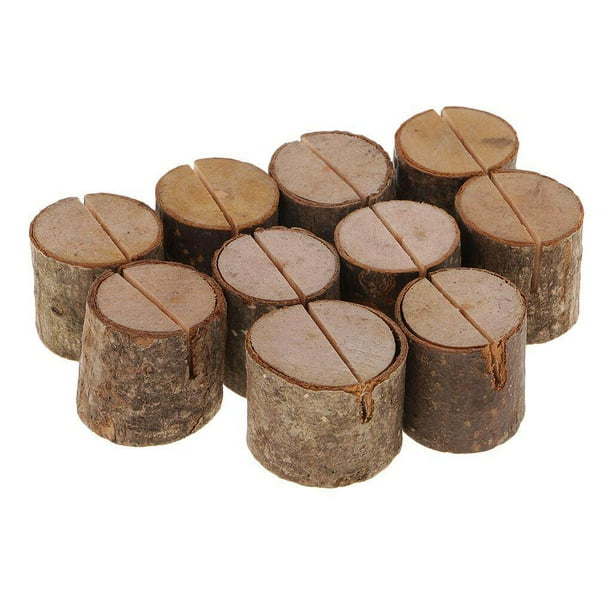 10 Pieces Natural Wood Log Blocks Holder Party decorations for Wedding ...