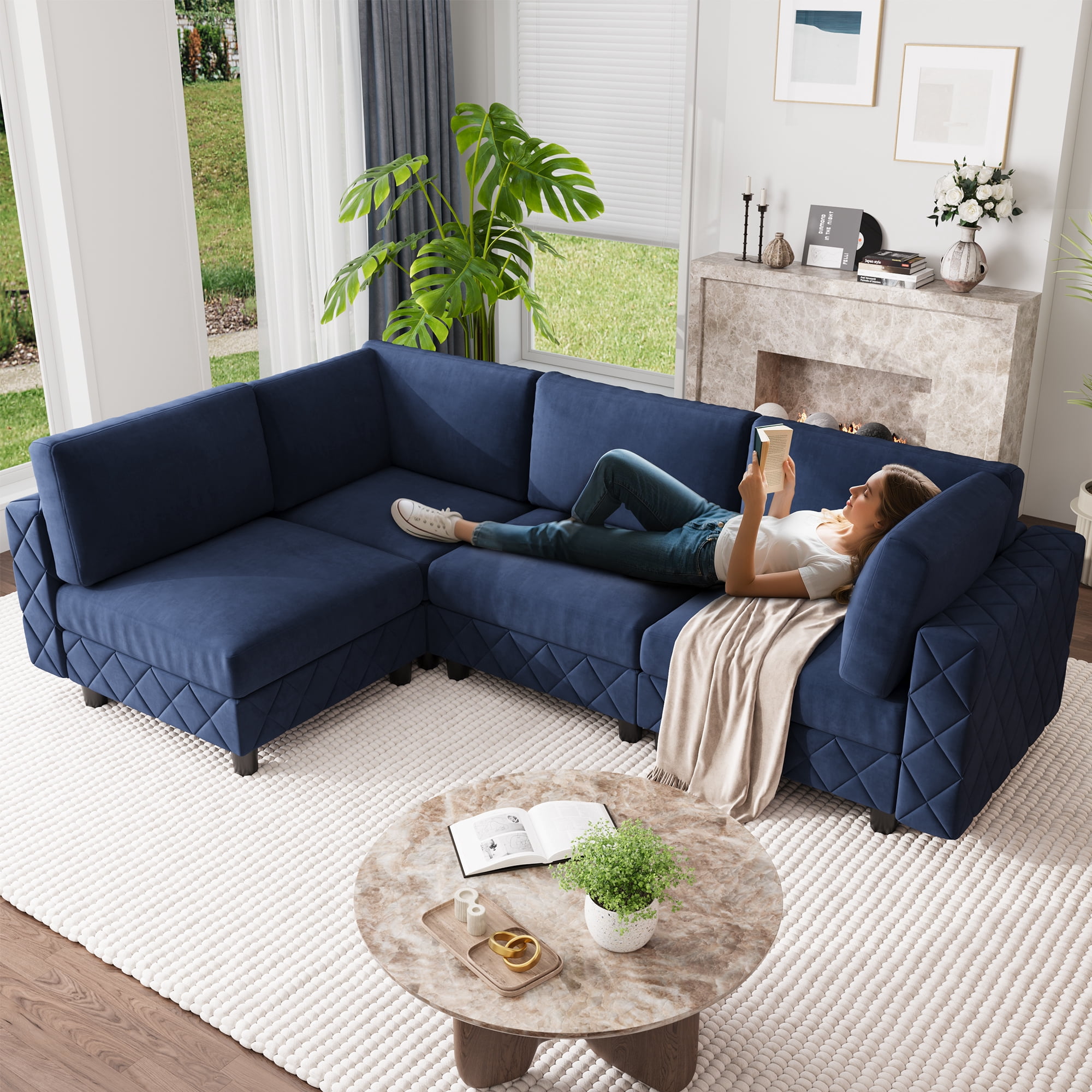 Click here for Qiaoxi Modular L-Shaped Sectional Sofa (103)  Blac... prices