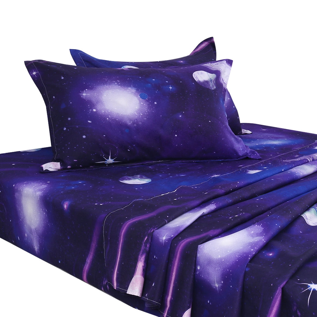Unique Bargains Galaxy Print Bed Sheets Pillow Cases Bedding Set ...
