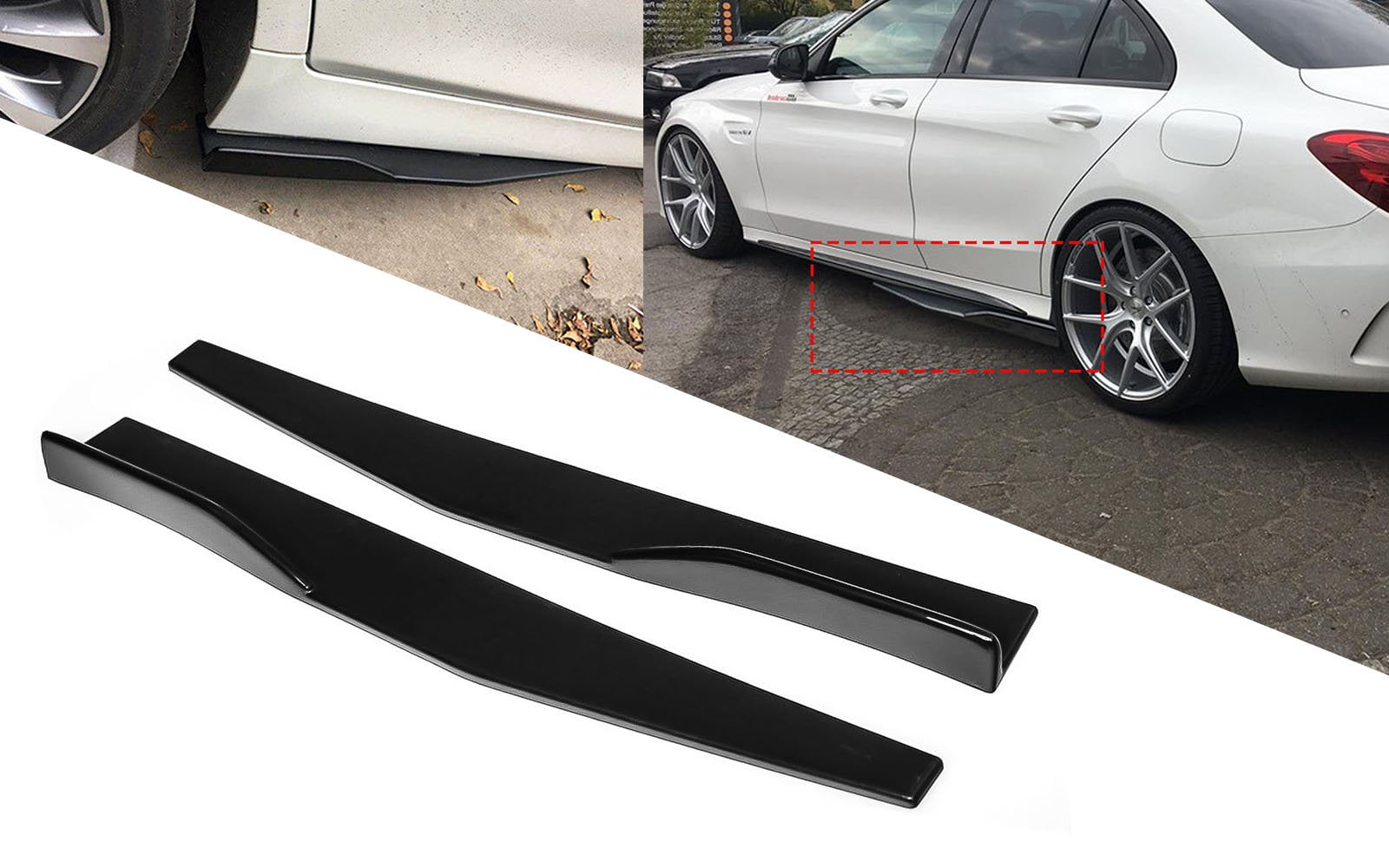 Xotic Tech Gloss Black Side Skirt Rocker Winglets Splitters Extensions ...