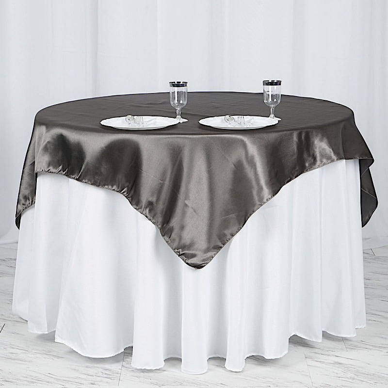 BalsaCircle 60" x 60" Charcoal Grey Square Satin Table Overlays Wedding ...