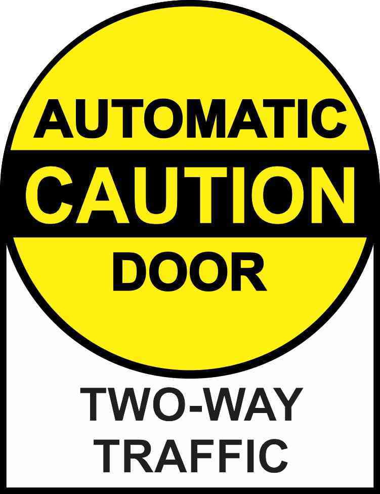 5inx6.5in Two-Way Traffic Caution Automatic Door Sticker Vinyl Sign ...