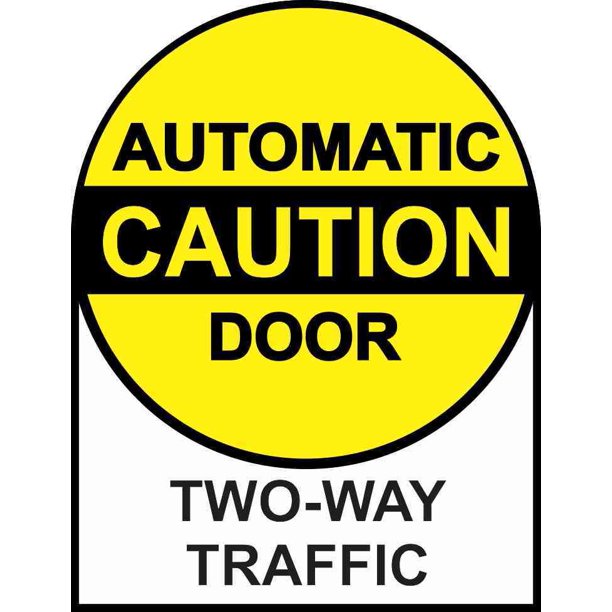 5inx6.5in Two-Way Traffic Caution Automatic Door Sticker Vinyl Sign ...