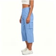 ATOYSOY High Waist Cropped Cargo Pants For Women Solid Color Buttoned ...