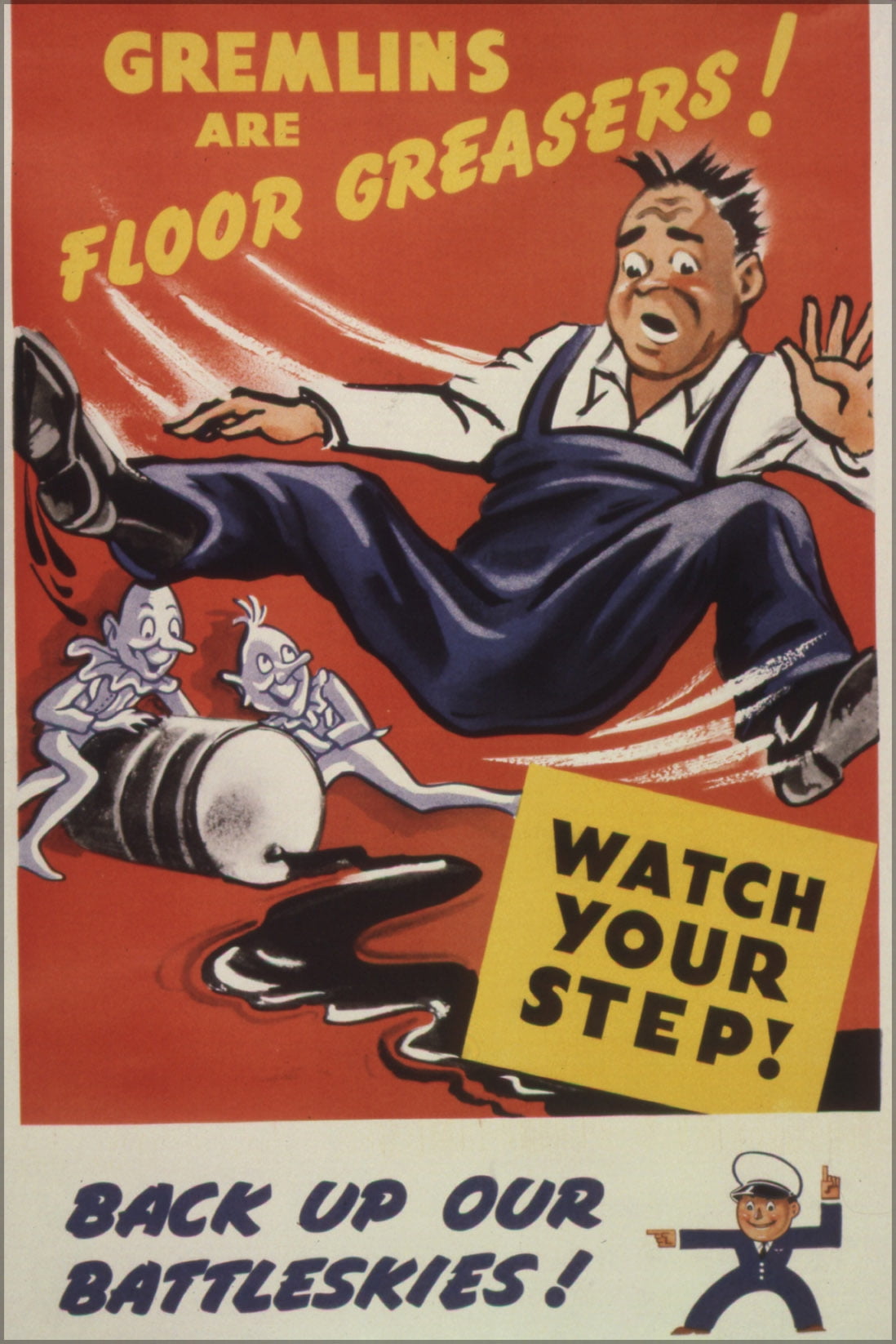 24"x36" Gallery Poster, Gremlins are floor greasers! Watch your step ...
