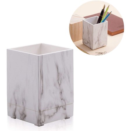 Zodaca Marble Pen Holder, Square Pencil Holder with Marble Print ...