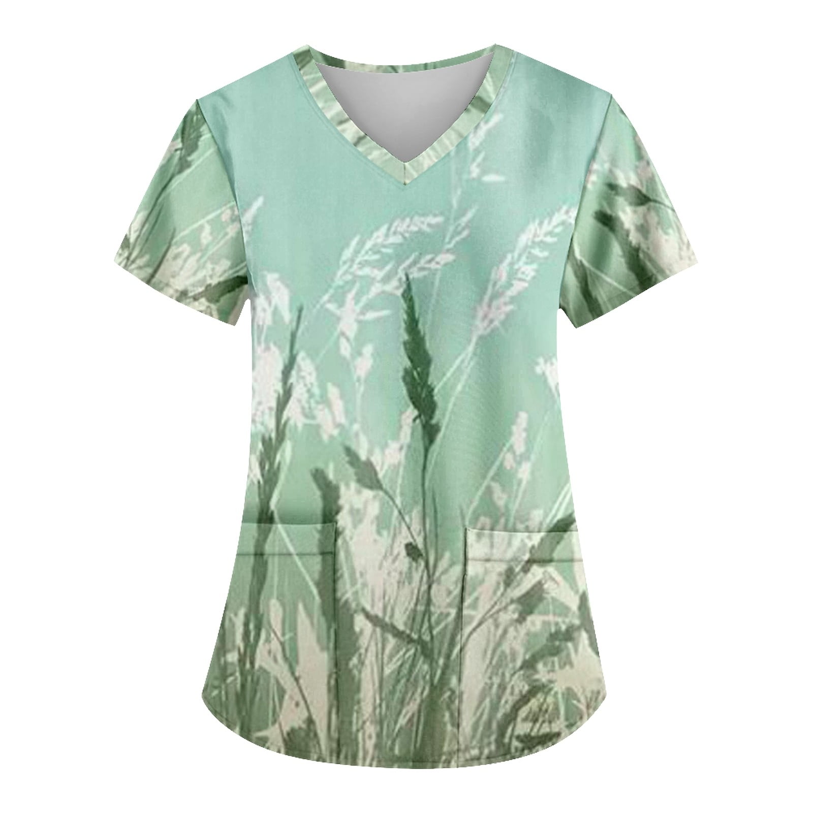 EHTMSAK Scrubs Tops Women 2xi Floral with Pocket Nurse Working Uniforms ...
