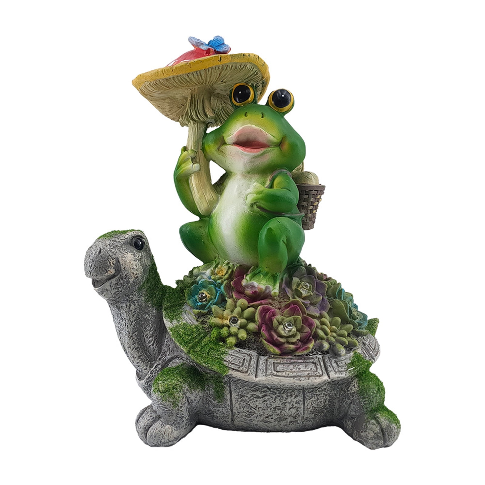 Hesroicy Frog Ornament with Mushroom Umbrella Sitting On Succulent ...