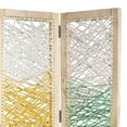 3 Panel Wooden Screen with Woven Reinforced Yarn, Multicolor - Walmart.com