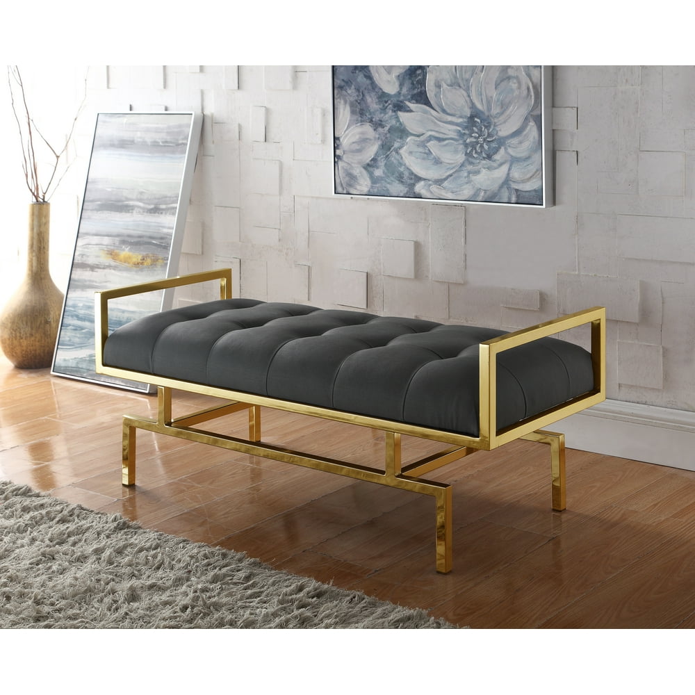 Chic Home Katharine PU Leather Modern Contemporary Tufted Seating Gold ...