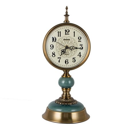 6812-1 Table Clock Decorative Retro Metal European Ceramic Base Silent ...