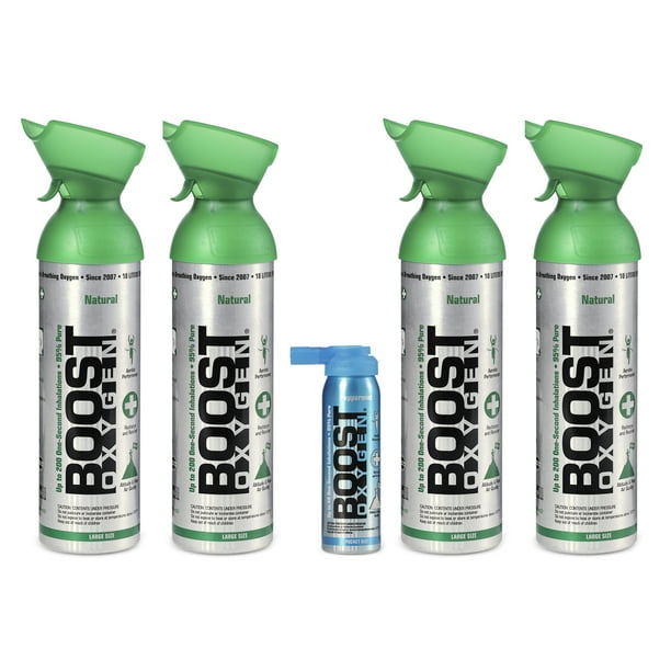 Boost Oxygen 10 & 2 Liter Natural Pure Canned Oxygen Canister (5 Pack ...