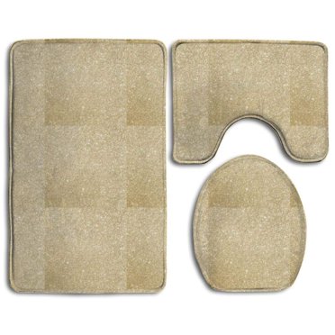 CHAPLLE Rose Gold 3 Piece Bathroom Rugs Set Bath Rug Contour Mat and ...