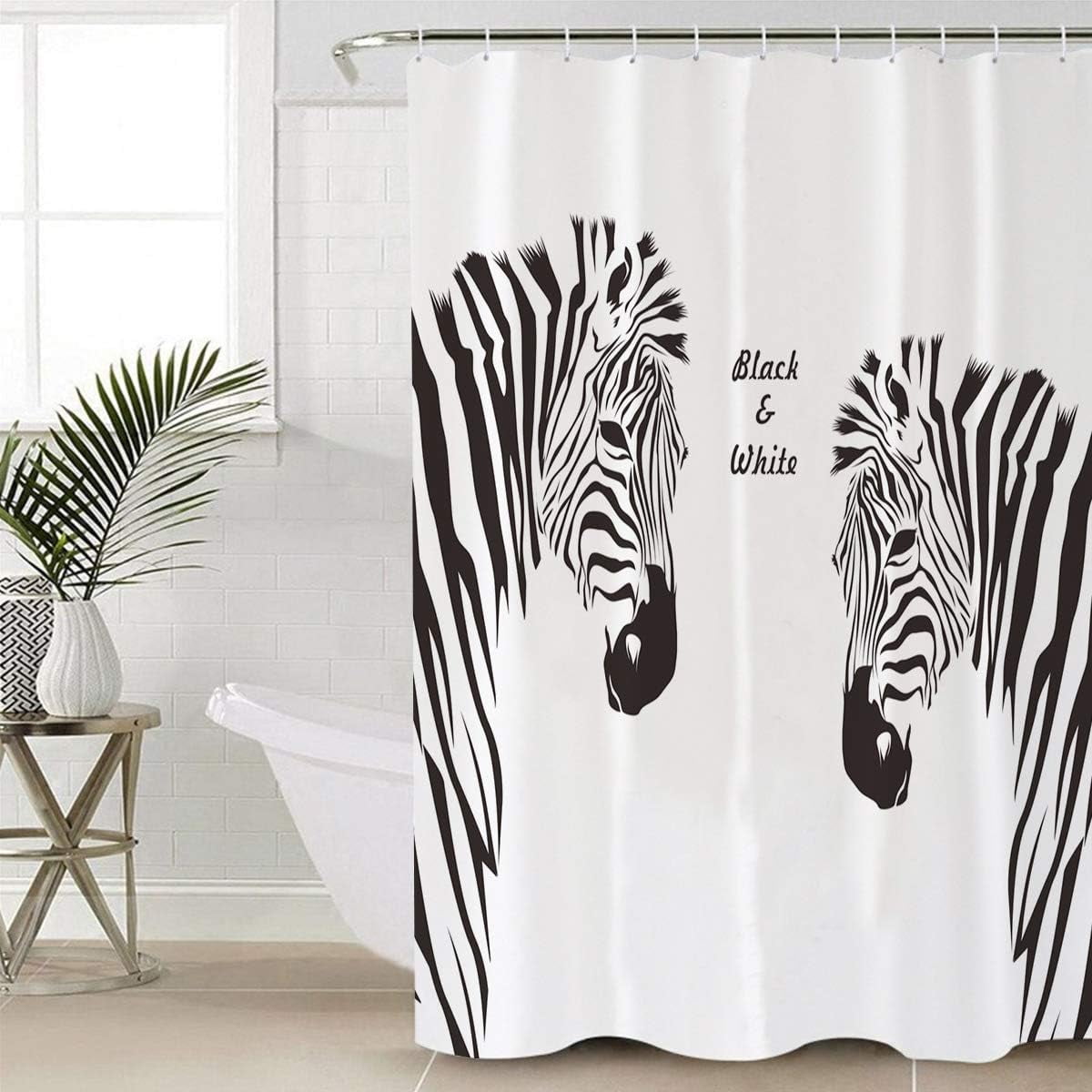 Joocar Waterproof Shower Curtain Liner Nordic Style Couple Zebra