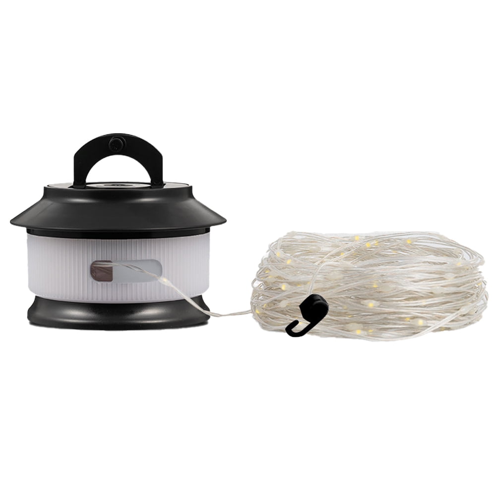 Tfixol 20m Black Led Camping Light String For Outdoor Tents  Party Decor  And Courtyard Illumination With Portable Abs Silicone Body