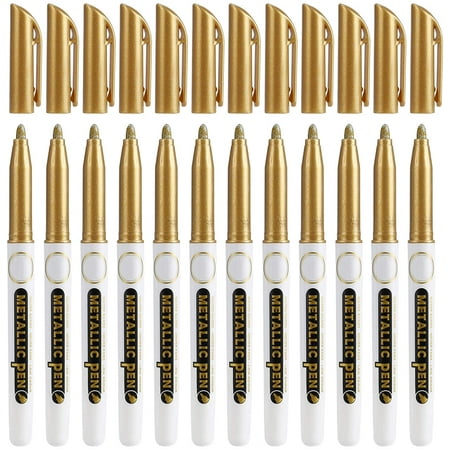 Gold Metallic Marker Pens, 23mm Medium Tip Metallic Permanent Markers ...