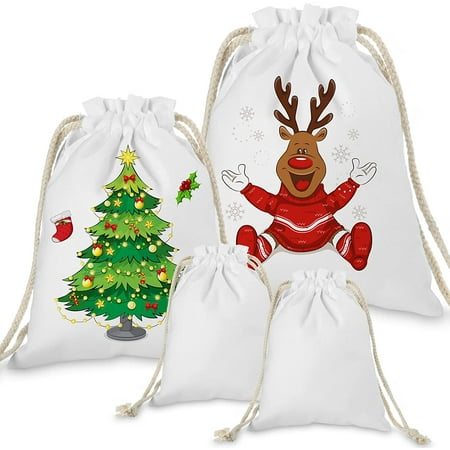 HISRFO 4 Pieces Sublimation Blank Drawstring Bags Reusable Sachet Bags ...