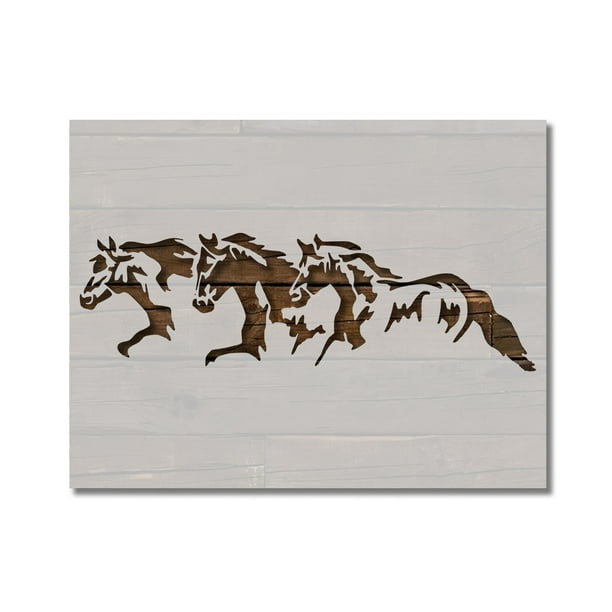 3 Horses Running Horse Pony Stencil Template Reusable 8.5 x 11 for ...