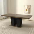 Modern Wooden Extendable Dining Table, Black Double Pedestal Base ...