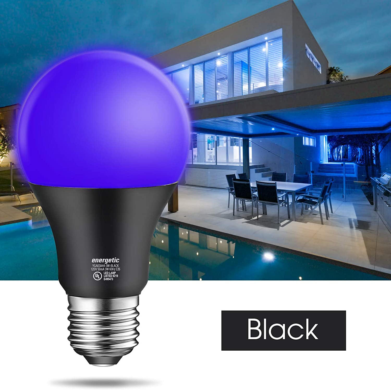 Buy ENERGETIC LED A19 Black Light Bulb, 3W (40Watt Equivalent), E26 ...