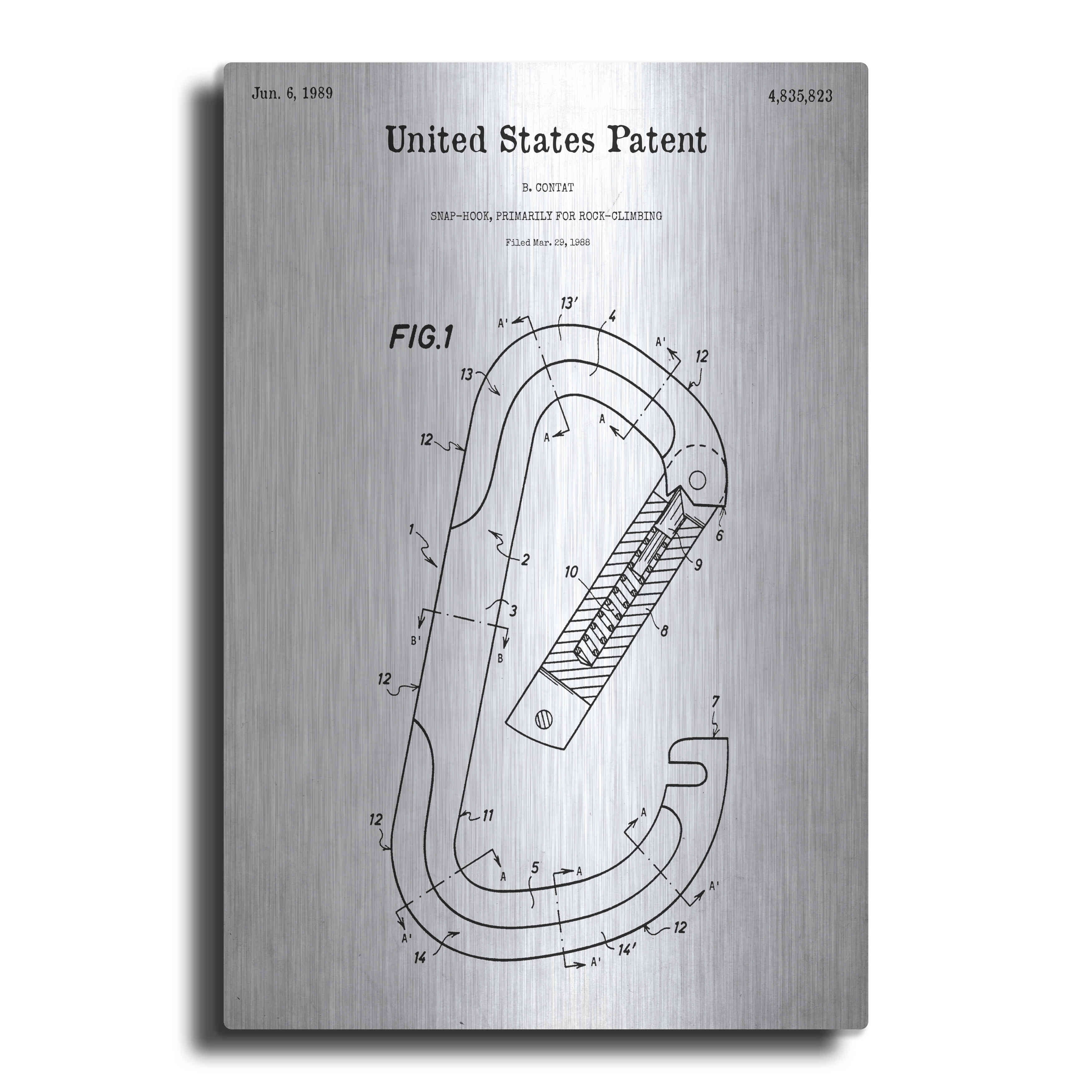 Luxe Metal Art 'Climbing Hook Blueprint Patent White' Acrylic Glass ...