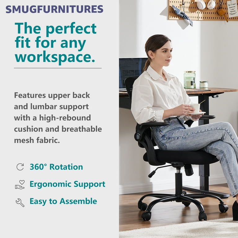 Office Chair Upper Back Support MAYKOOSH Blue Flip Top Ergonomic Mesh