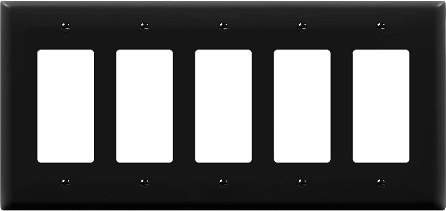 ENERLITES Decorator Switch Cover, Five Gang Outlet Wall Plate, Gloss ...