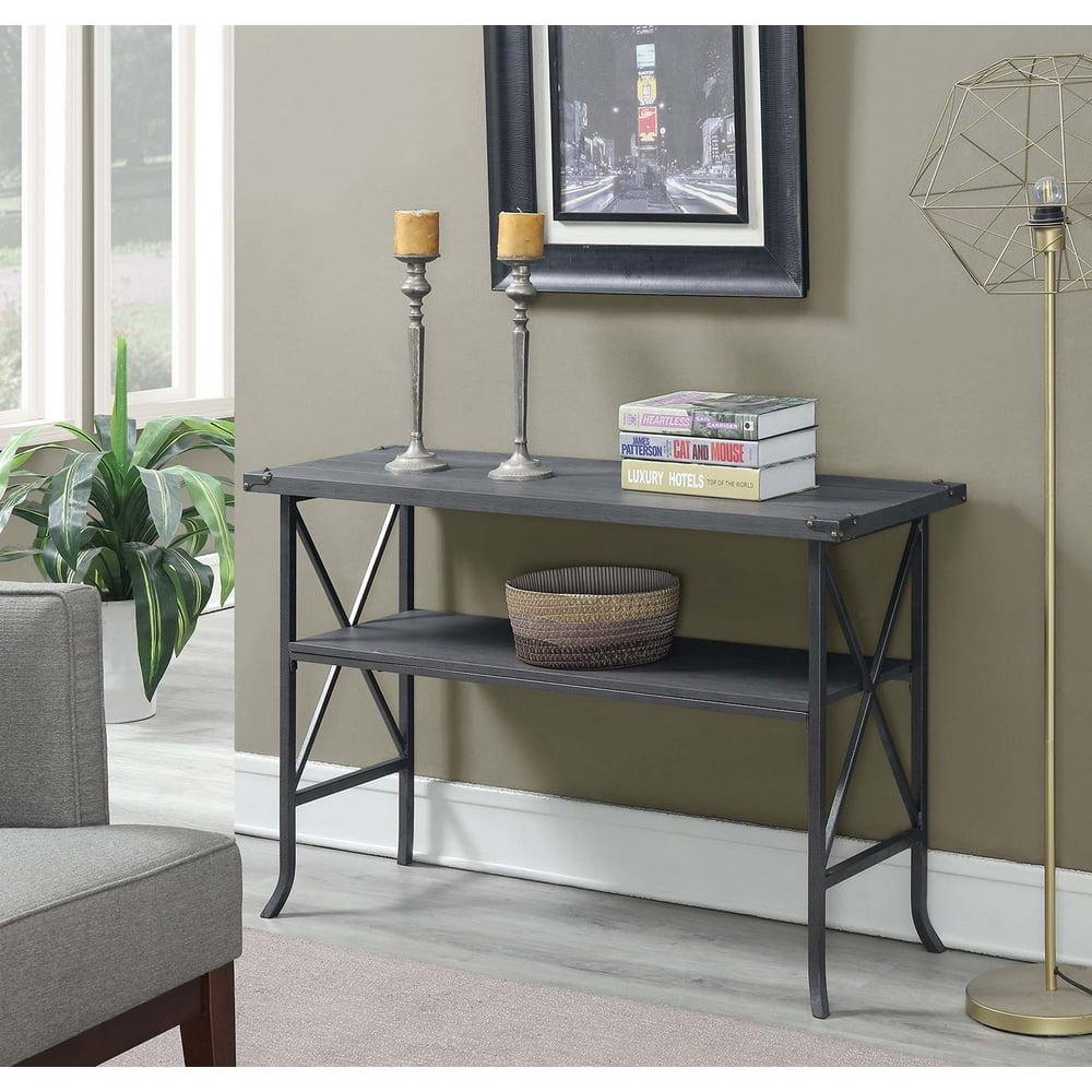 Convenience Concepts Brookline Console Table, Charcoal Gray/Slate Gray ...