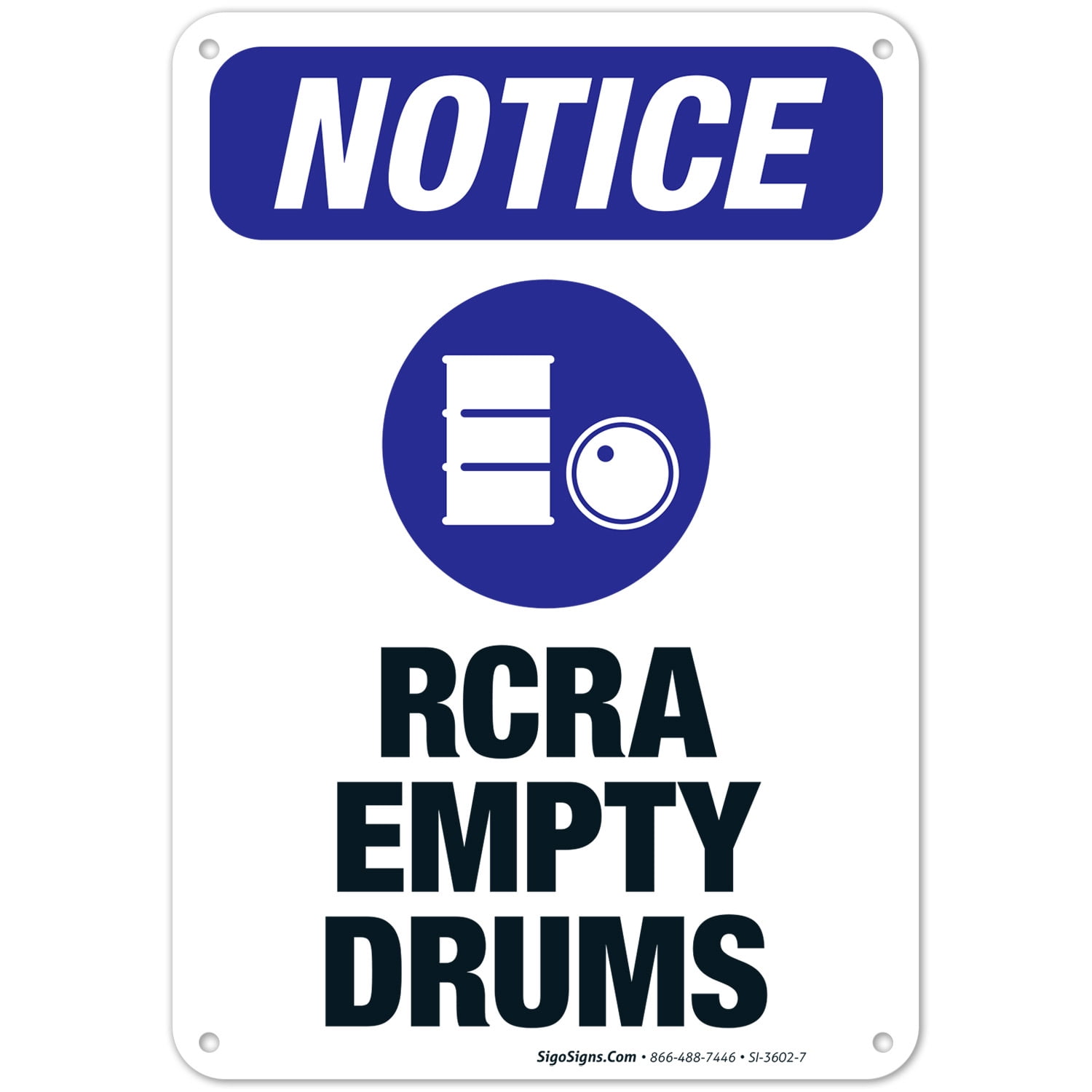 RCRA - Empty Drums Sign, OSHA Notice Sign, 10x7 Aluminum - Walmart.com