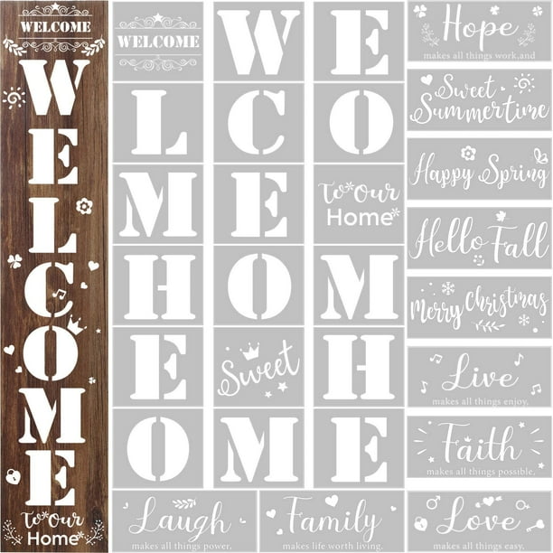 28 Pieces Reusable Large Stencils Templates Painting on Wood Stencils ...