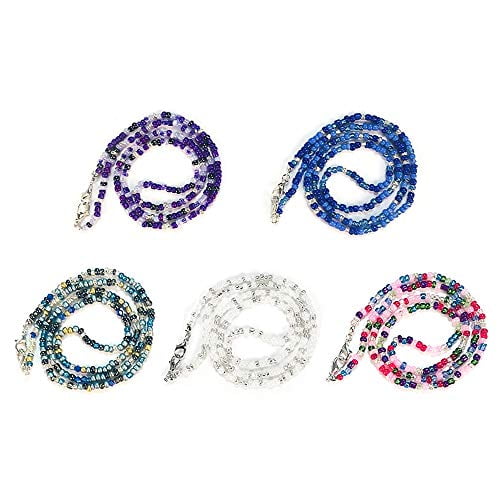 5 Pcs Beaded Lanyards for Mask Around Neck, Multi Color Chains,Handmade ...
