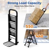 Laijoy 2-In-1 Hand Truck & Ladder, Foldable 3-Step Ladder w/ Non-slip ...