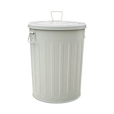 20-Gallon Beige Galvanized Steel Round Trash Can with Lid - Walmart.com