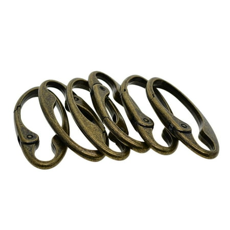 6 Pieces Alloy Oval Carabiner Sp Snap Open Clips Hook Keychain Key ...