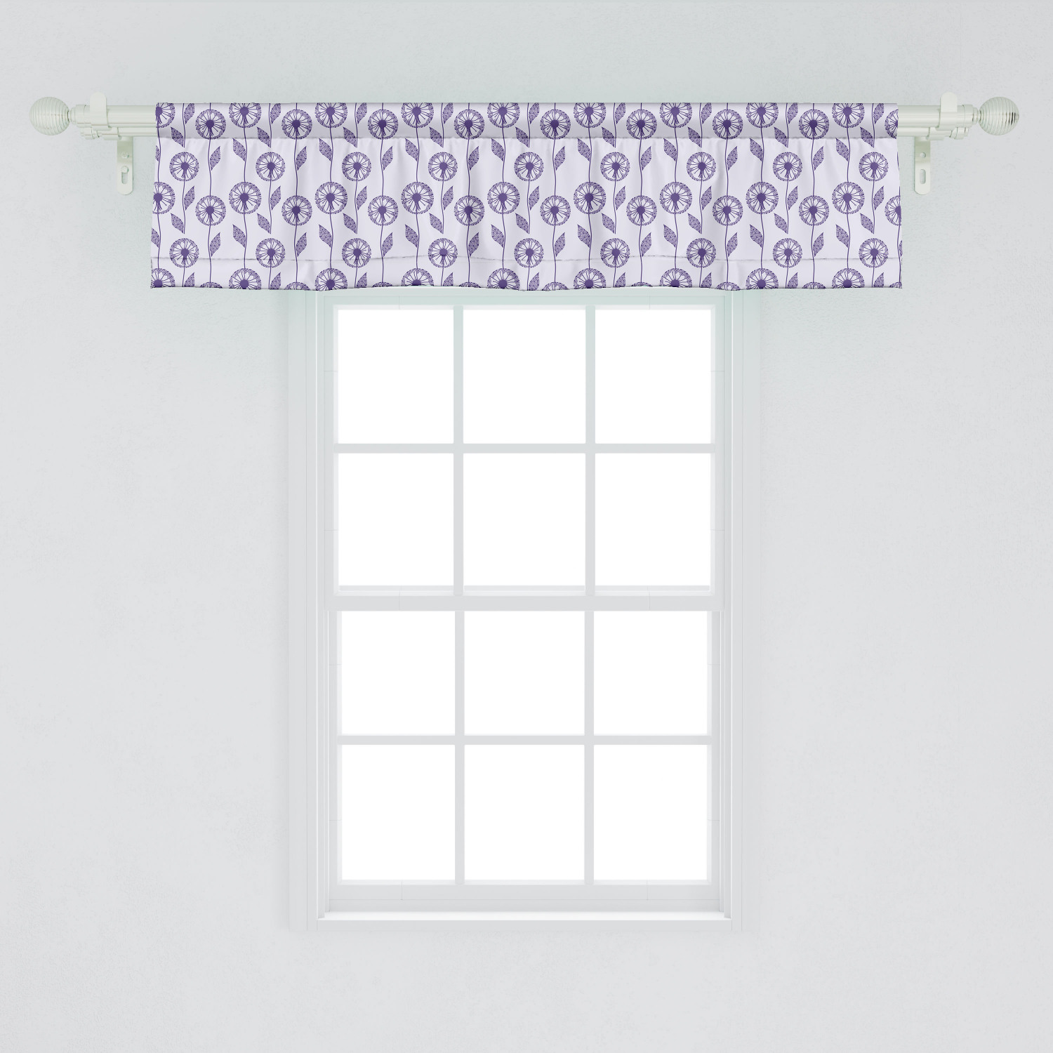 Ambesonne Floral Window Valance, Vertical Dandelion Flower Strips with ...