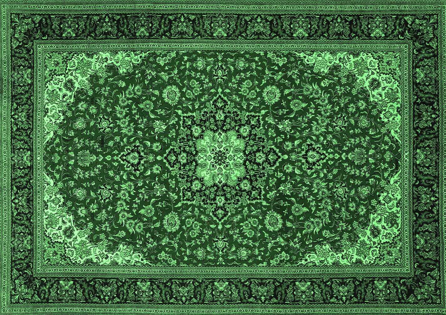 Ahgly Company Indoor Rectangle Medallion Emerald Green Traditional Area ...