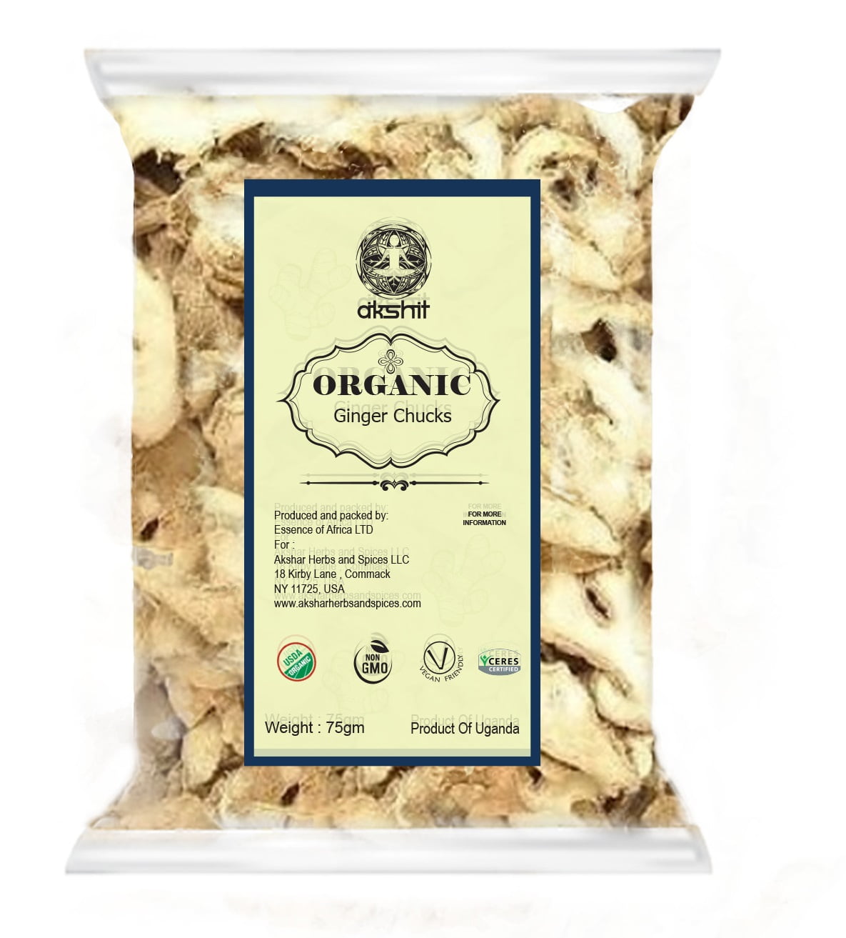 Akshar Organic Dried Ginger Root | Herbal Tea, Single-Herb 2.4oz ...