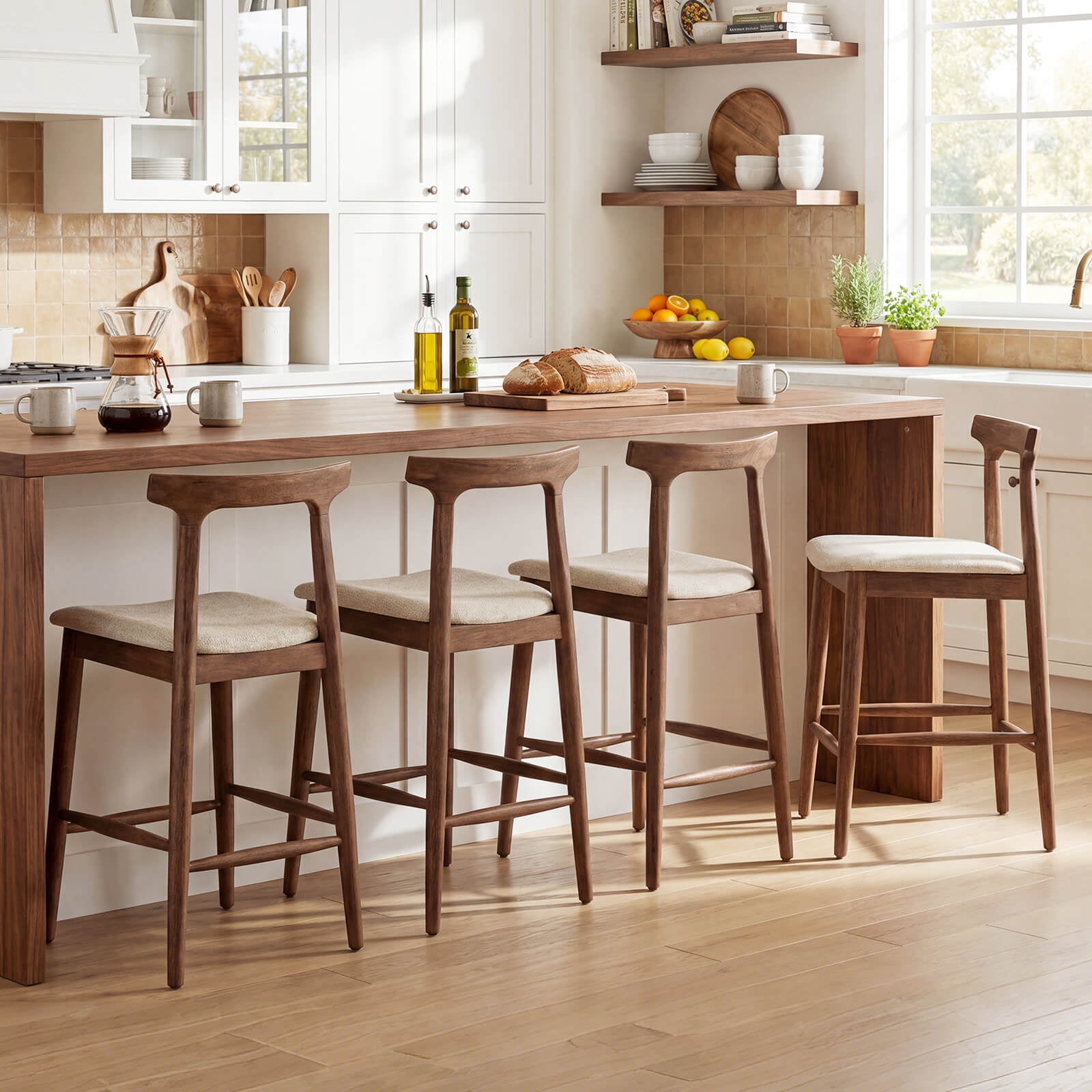 Click here for Costway 4pcs Counter Height Bar Stools With Curved... prices