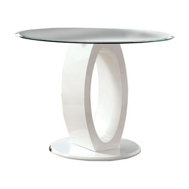 Furniture of America Janus Round Glass Top Counter Dining Table, White ...
