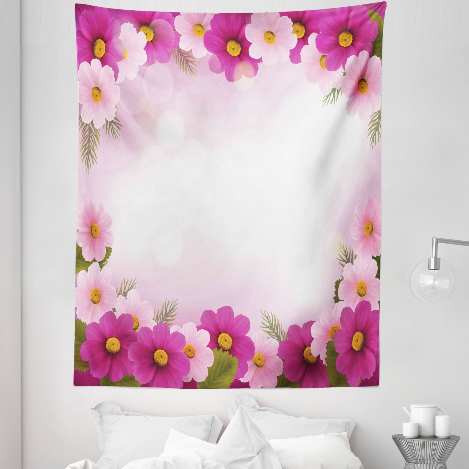 Pink Tapestry, Framework with Romantic Daisies Valentine's Day Design ...