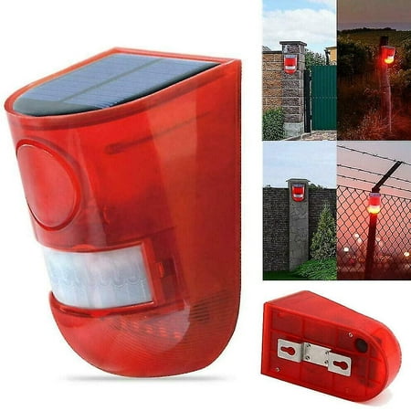 Solar Powered Sound Strobe Alarm Flashing Sensor Light Lamp Motion ...